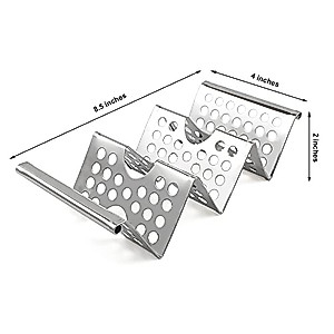 4 Pack Stainless Steel Taco Holders, Premium Taco Stands, Holds 2 Or 3 Tacos Each Taco Tray, Taco Rack With Easy-Access Handle, Food Grade Taco Plate Shells Oven & Grill Safe, BPA Free(Hollow)