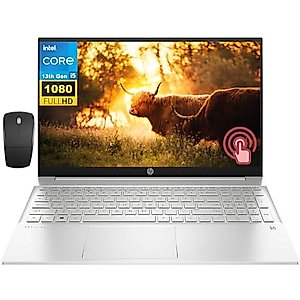 HP Pavilion 15.6" Touchscreen Laptop, FHD IPS Display, 13th Gen Intel Core i5-1335U, 64GB RAM, 1TB SSD, Intel Iris Xe Graphic, Business & Student, Full-Size Backlit Keyboard, WiFi 6, Windows 11Home