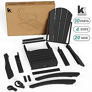 KINGYES Folding Rocking Adirondack Chair, Black
