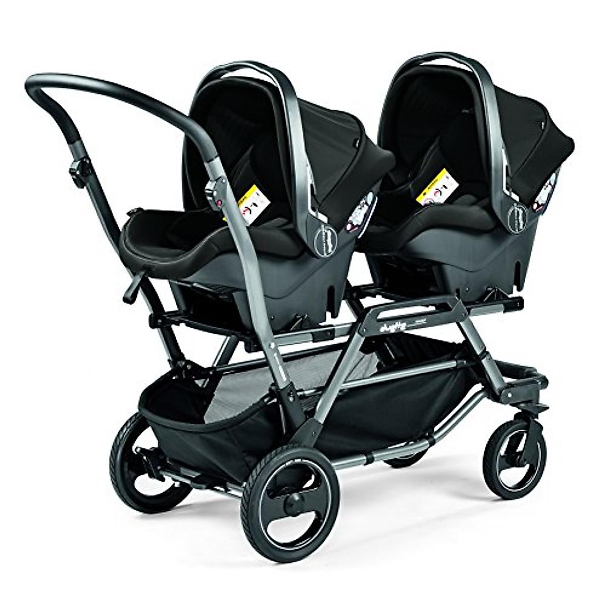 Peg Perego Duette Piroet - Double tandem Stroller - compatible with Primo Viaggio infant car seats - Made in Italy - Atmosphere (Grey)