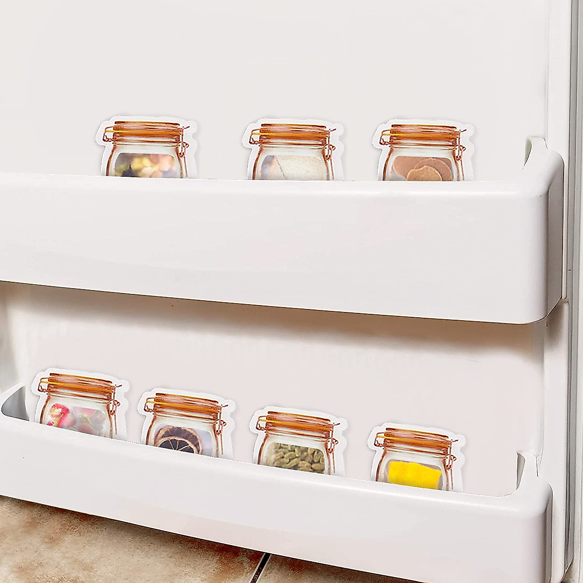 Enkrio 18Pcs Mason Jar Zipper Bags Resuable Snack Bags Portable Food Storage Snack Zipper Bags for Kitchen Travel Camping Picnic Organizer (18S)