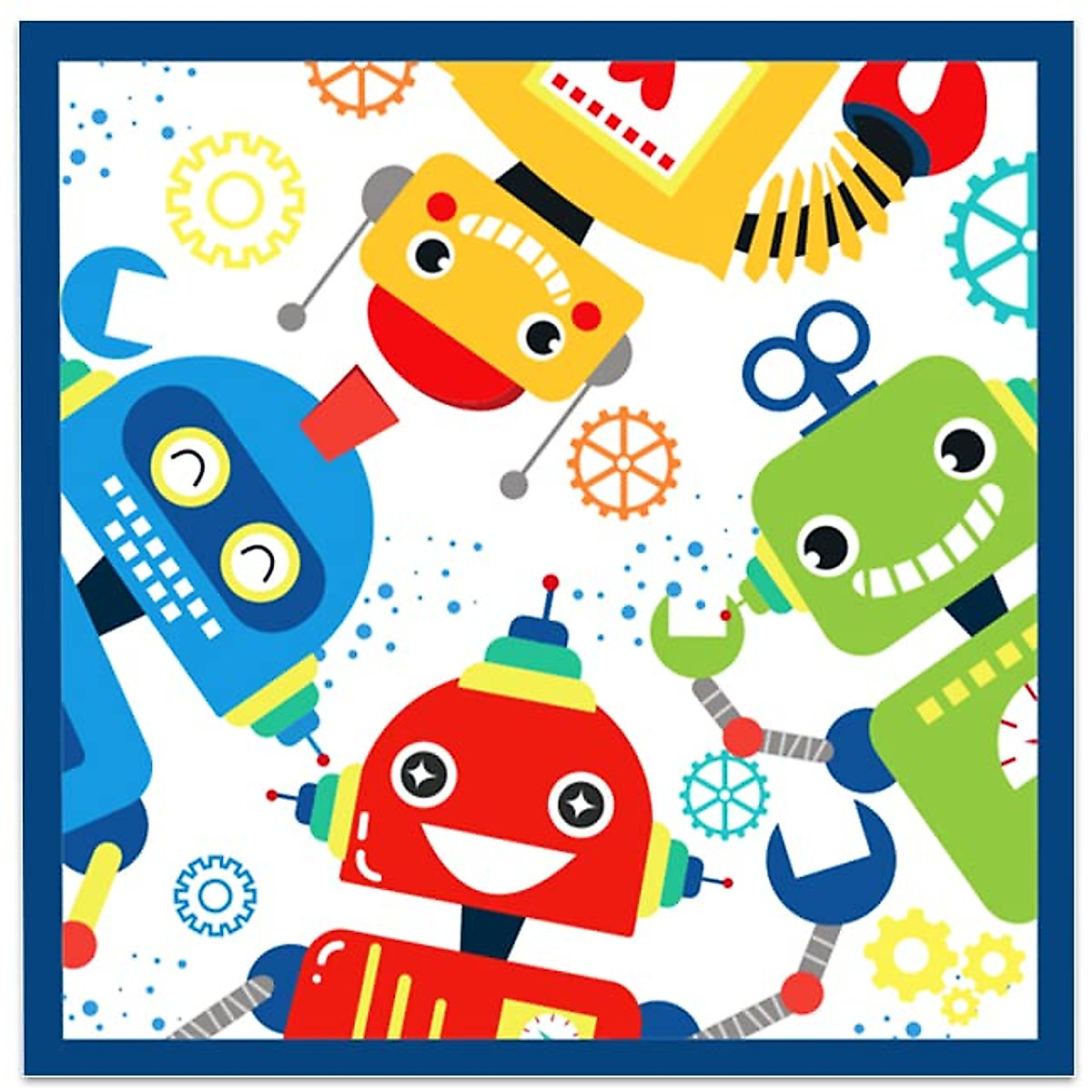 Cartoon Robot Birthday Party Tableware Set Serves 24 - Disposable 7 inch Paper Plates, 9 inch Paper Plates, Napkins, Forks, Robot Theme Wedding Baby Shower Party Supplies for 24 Guests