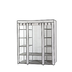 Dream Palace Portable White Fabric Wardrobe, Shelves, Covered Closet Rack, Sock Organizer, Hanger 59 inches