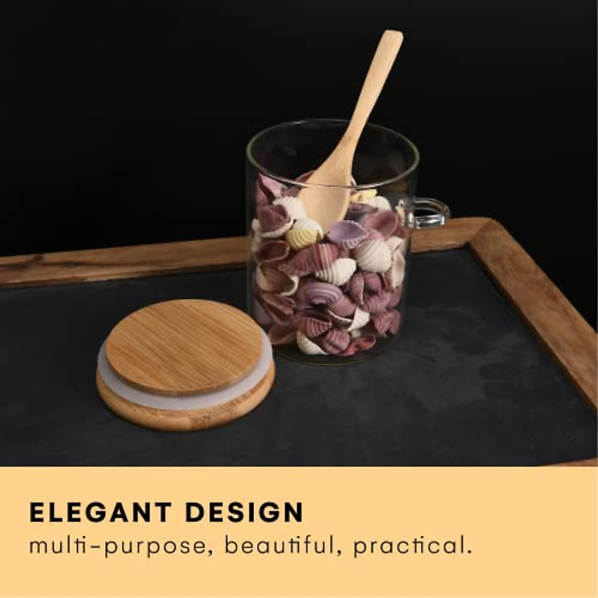 Prosumer's Choice Sugar Containers (4.9" X 3.3") for Countertop - Glass Jars for Food Storage with Bamboo Airtight Lid and Spoon - Clear Canisters for Salt, Coffee & Overnight Oats .