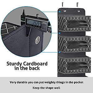 2 Pack Over The Door Hanging Organizer with 5 Large Pockets - Foldable Wall Mount Fabric Storage with Clear Window and 2 Metal Hooks for Pantry,Closet,Kitchen,Nursery,Bathroom,Dorm-49.6x12.2x5 inches