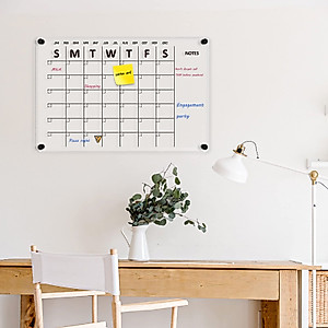 QUEENLINK Acrylic Calendar for Wall, 16"×24" Acrylic Wall Calendar Large Acrylic Board for Wall, Clear Dry Erase Board Wall Mount Familiy Planner（Black）