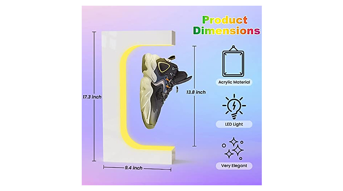 Levitating Shoe Display with RGB Lights and 360° Rotation