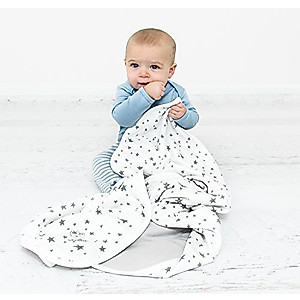 Woolino Toddler Blanket - Merino Wool and Organic Cotton Baby Blanket for Girls and Boys - 4 Season - 52.5” x 40” - Gray Stars
