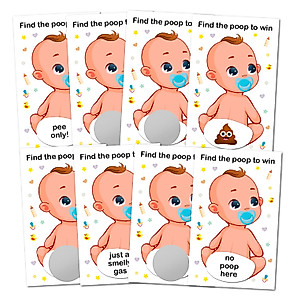 Baby Shower Boy Scratch Off Poop Game, Easy to Play Silly Games, Fun Idea, Ice Breaker Activity. Raffle Cards, Blue Pacifier, Set of 40 Cards Made in USA