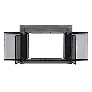 Pleasant Hearth CR-3400 Craton Fireplace Glass Door, Gunmetal, Small