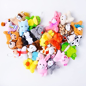 FUNNISM 24 Pack Mini Animal Plush Toy Assortment,Cute Small Stuffed Animal Keychain Set for Kids Party Favors,Stocking Stuffer,Goody Bag Filler,Pinata Stuffer,Classroom Prize,Christmas Tree Decoration