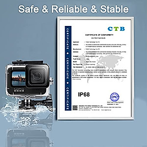 FitStill 60M Waterproof Case for Go Pro Hero 11 Black/Hero 10 Black/Hero 9 Black, Protective Underwater Dive Housing Shell with Bracket Accessories for Go Pro Hero11/10/9 Black Action Camera