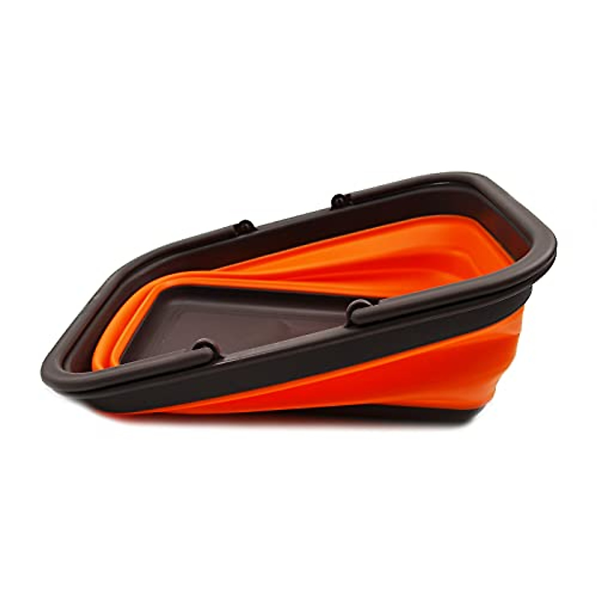 SAMMART 9.2L (2.37Gallon) Collapsible Tub with Handle - Portable Outdoor Picnic Basket/Crater - Foldable Shopping Bag - Space Saving Storage Container (Grey & Orange, 2)