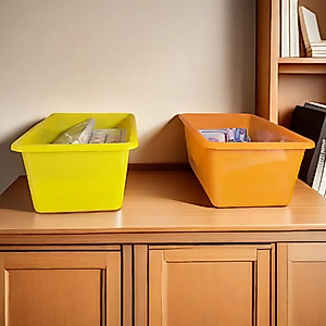 RAUVOLFIA 6 Pack Cubby Bin Storage Bins, Multi-Purpose Plastic Storage Bins Stackable Organizer Storage Cubbies for Home, Playroom, Classroom (Rainbow)