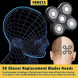 VRMETA Shaver Head Replacement Head for Skull Shaver, Pitbull Rotary Shaver, Butterfly Kiss, and Palm Electric Razors