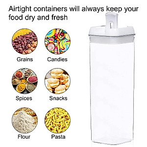 AIYULONG Airtight Food Storage Container Set - 7 Piece Set Clear Plastic Containers with Easy Lock Lids, for Kitchen Pantry Organization and Storage, Include 24 Labels (White)