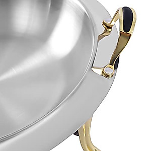 Vintoro Stainless Steel Round Chafing Dish, Buffet Warmer Tray, Upgraded Dish, Buffet Warmer Sets, Frame with Lid and Chafing Fuel Holder, Large Capacity Dish, for Kitchen Party Dining Buffet,Gold