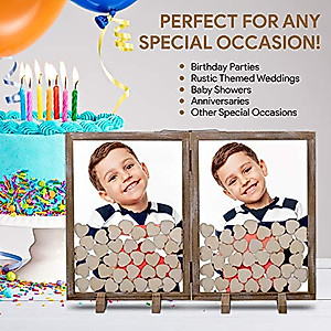 GLM Wedding Guest Book Alternative with Sign, 160 Hearts and 4 Large Hearts, Guest Book Wedding Reception, Rustic Wedding Decorations for Reception, Wedding Decor (Brown)