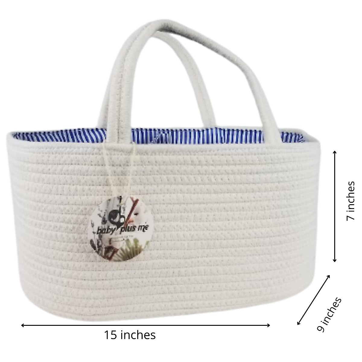 Baby Plus Me Diaper Caddy Organizer | Stylish Portable Nursery Basket with Removable Inserts | 100% Cotton Storage Bin for Changing Table | Easy to Use Snap On Buttons | Perfect Baby Gift (White)