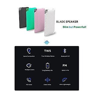 Bone Conduction Speaker Super Thin Small Bluetooth Speakers Portable Card-Thin Stereo Sound Creative Thinnest Speakers Small Thin Sound Box (White)