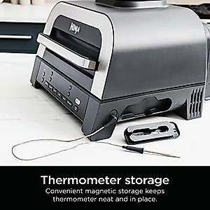 Ninja DG551 Foodi Smart XL 6-in-1 Indoor Grill with Air Fry, Roast, Bake, Broil, & Dehydrate, Foodi Smart Thermometer, 2nd Generation, Black/Silver