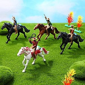 Toddmomy Riding Horse Figurine 4Pcs Action Figure Western Figurines Toys Horse Toys Plastic Horse with Rider for Kids Toddlers Farm Animal Collection