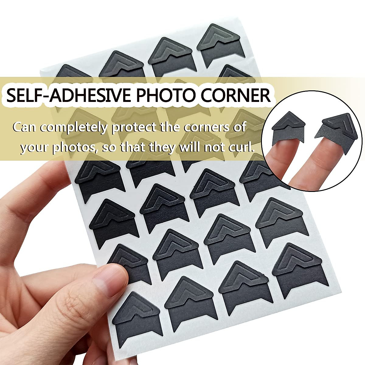 12 Sheets 288 Count Self-Adhesive Photo Corners Stickers, Acid Free Photo Mounting Corners for Scrapbooks, Memory Books, DIY Picture Album, Journal (Black)