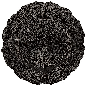 Koyal Wholesale Metallic Gold Acrylic Charger Plates Round Flora, Set of 6