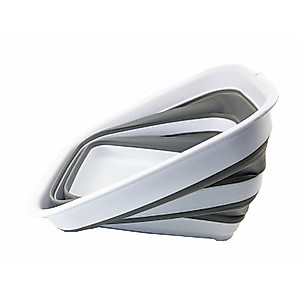 SAMMART 15L (3.9 gallons) Collapsible Plastic Washing Tub - Foldable Washtub - Portable Washing Basin - Space Saving Easy Storage (Lake Green+Grey (Set of 2))