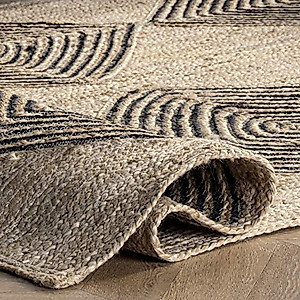 Rugs USA x Arvin Olano Axel Diamond Jute Area Rug, 4' x 6', Natural