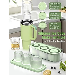 Ice Cube Tray for Stanley Tumbler, Silicone Ice Molds for Freezer, Ice Maker for Whiskey, Coffee, BPA-free (Green)