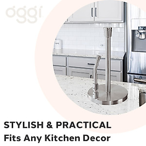 Oggi Stainless Steel Tension Arm Paper Towel Holder, Silver