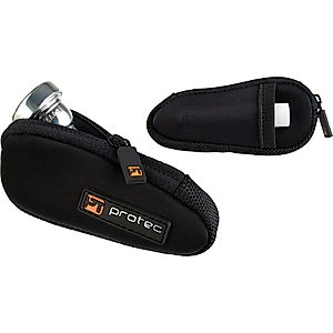Protec Trumpet/Small Brass Single Neoprene Mouthpiece Pouch with Zipper Closure - Black, Model N203