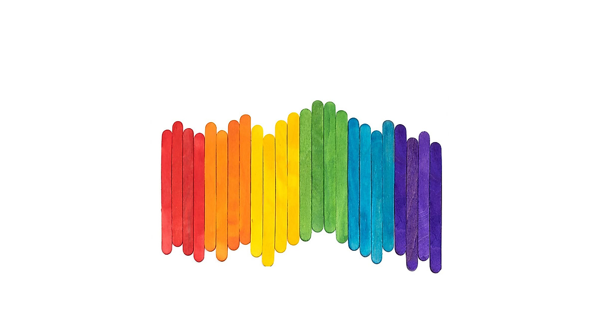 Colored Popsicle Sticks for Crafts - 200 Count in Vibrant Colors