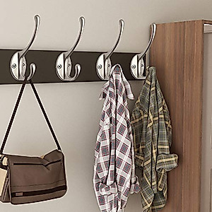 IBosins 10 Pack Heavy Duty Dual Coat Hooks Wall Mounted with 40 Screws Retro Double Hooks Utility Silvery Hooks for Coat, Scarf, Bag, Towel, Key, Cap, Cup, Hat (Silvery)