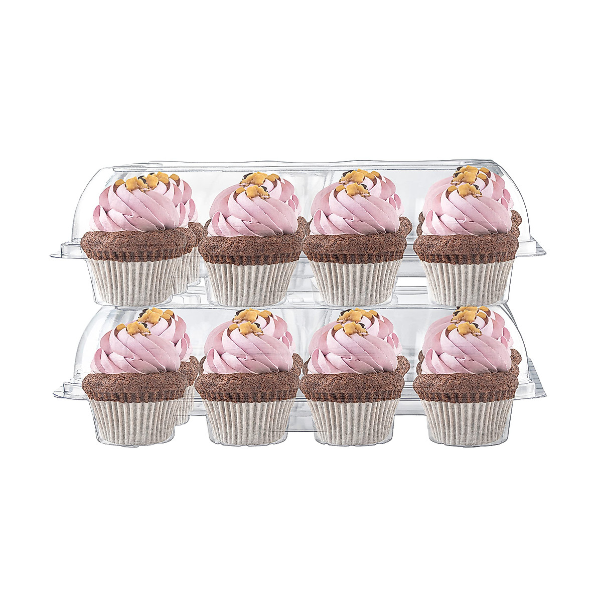 5 Cupcake Containers Plastic Disposable | High Dome Cupcake Boxes 12 Compartment Cupcake Holders Disposable Cupcake Carrier | Dozen Cupcake Trays | Durable Cup Cake Muffin Packaging Transporter