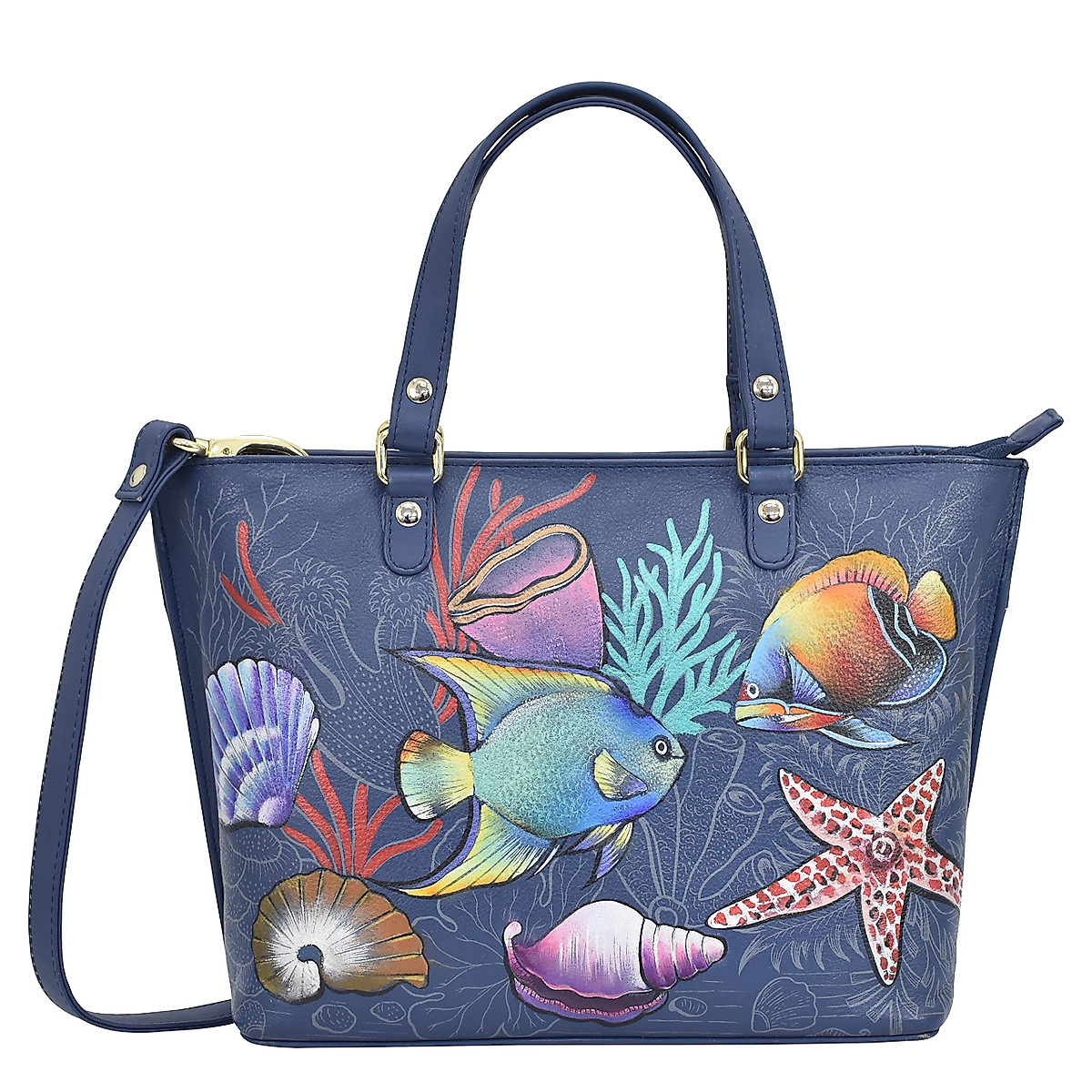 Anuschka Women’s Hand Painted Genuine Leather Medium Tote - Mystical Reef
