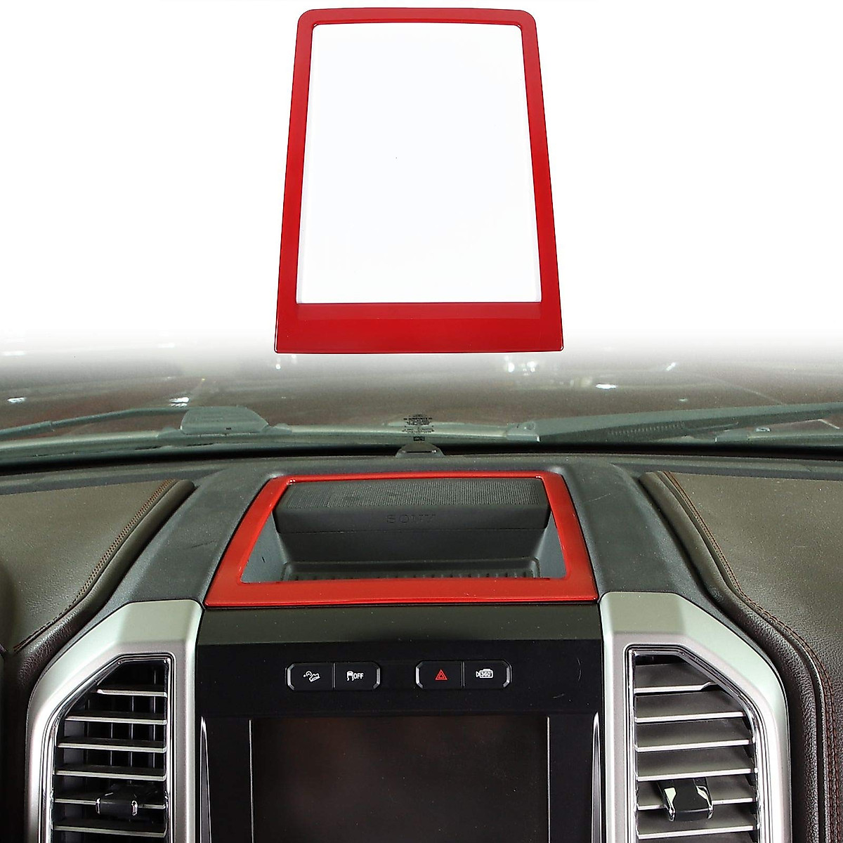 Voodonala for F150 Central Control Storage Compartment Bin Dashboard Frame Trim for 2015-2020 Ford F150 Interior Accessories, ABS Red