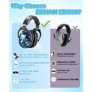 ZOHAN Kids Ear Protection 2 Pack, Hearing Protection Safety Ear Muffs for Children Have Sensory Issues, Adjustable Noise Reduction Earmuffs for Concerts, Fireworks, Air Shows(Rap&Unicorn)