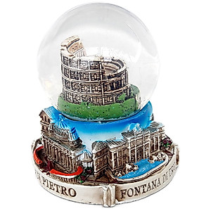 New Italiano Souvenir Snowdome Italy Snowglobe Rome Colosseum Italia 9.5cm