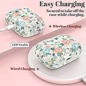 KINGXBAR AirPods Pro 2nd Generation & AirPods Pro 1st Case Cover for Women Girls Cute Floral Bling Soft Protective Cover with Keychain for Apple AirPods Pro Charging Case Rabbit