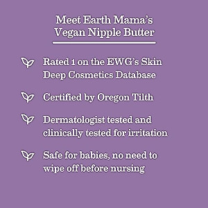 Earth Mama Vegan Nipple Butter | Cruelty-Free Breastfeeding Cream for Nursing Mamas | Lanolin-free 2-Ounce
