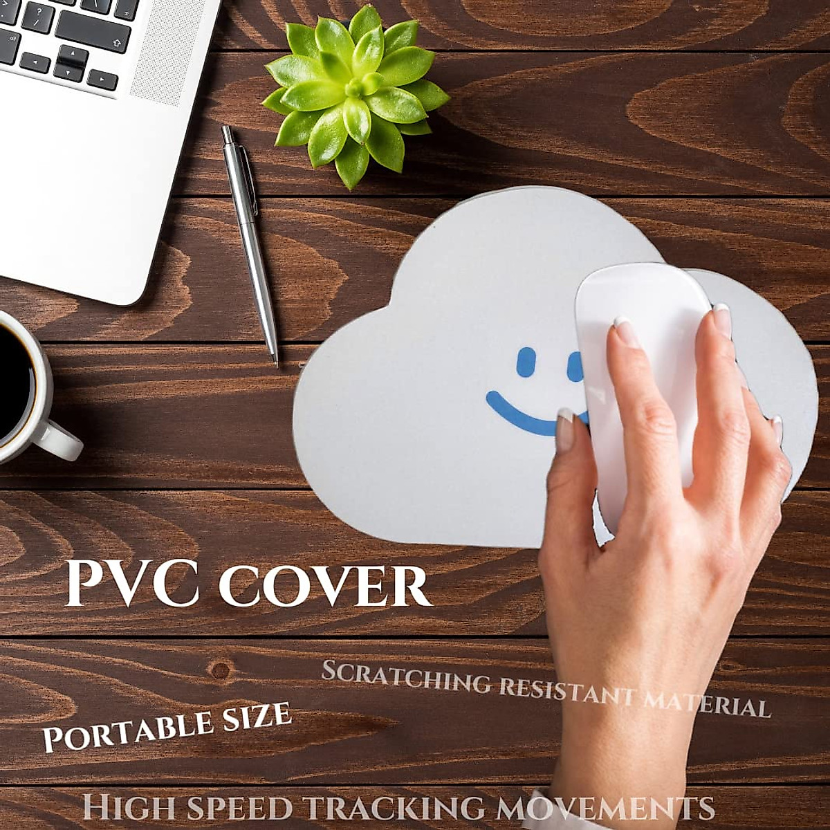 RoxicRokc Mouse Pad Cute 2 Pack, Small Waterproof PVC Mousepad, Non-Slip Rubber Base Personalized Computer Mouse Mat for Office Home (Cloud Mouse Pads)