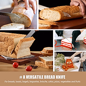 KUNIFU Bread Knife, 9.0 Inch Serrated Knife For Homemade Bread, Bread Slicer For Sourdough Cake Bagels