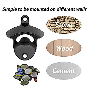 Luwanburg Gun-metal Black Wall Mounted Beer Bottle Opener Magnetic with Magnetic Bottle Cap Catcher