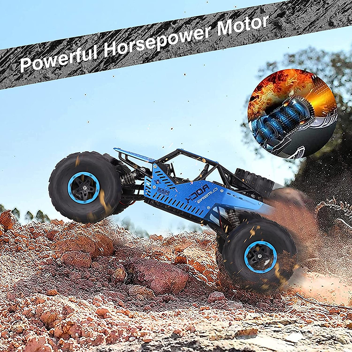 2 in 1 Remote Control Car, 1:14 Scale Remote Control Car, 4WD Dual Motors LED Headlight Rock Crawler, All Terrains Electric Toy Off Road RC Monster Vehicle Truck for Boys Kids and Adults (black)