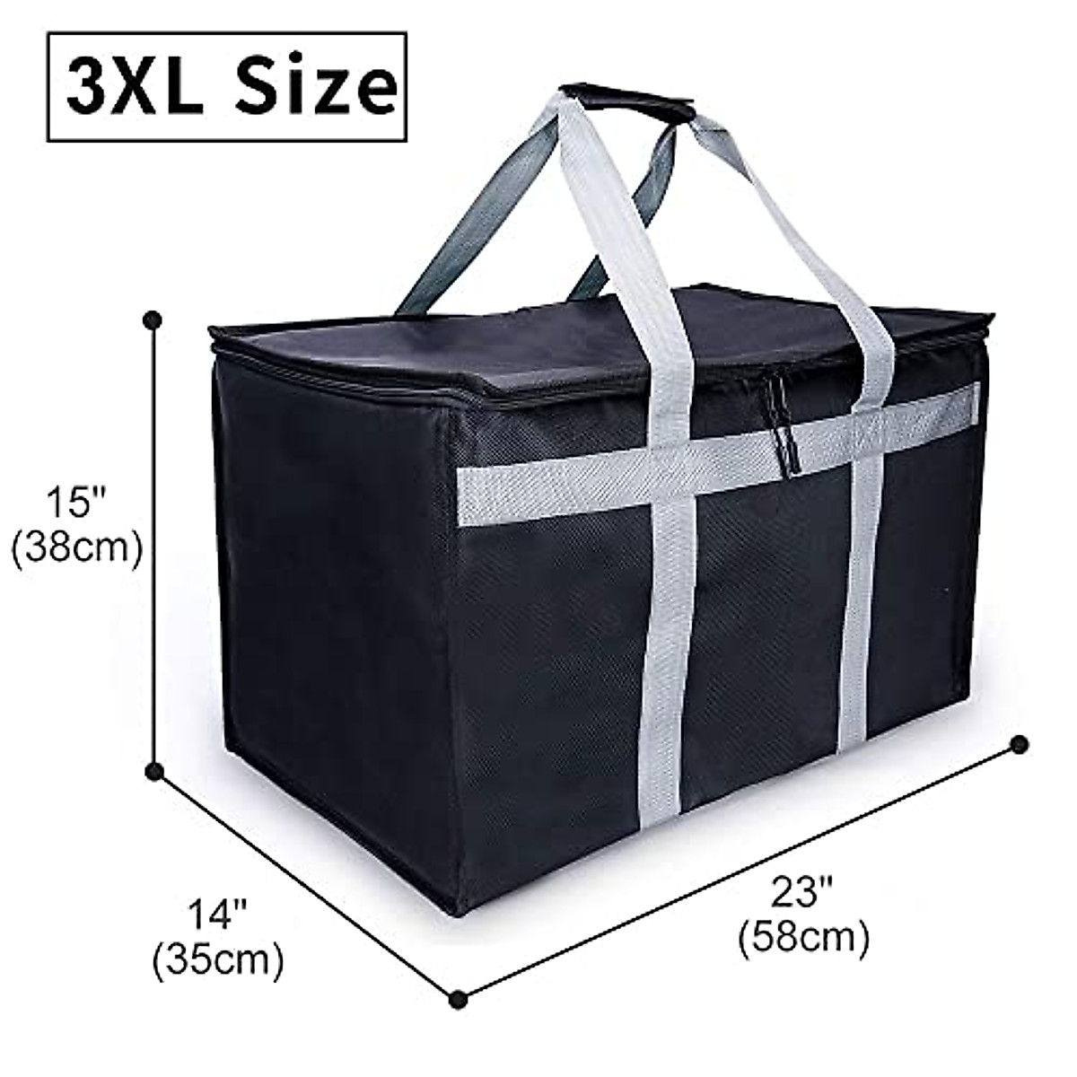 Bodaon Insulated Food Delivery Bag for Catering, XXX-Large, Hot Cold Meal Restaurant, Grocery Bags for Uber Eats, Instacart, Doordash, Grubhub, Postmates, Black