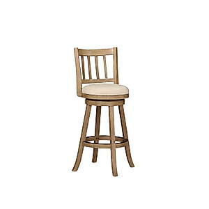 Boraam Sheldon Bar Height Stool, 1 Pack, 29-Inch, 1-Pack, Driftwood Wire-Brush and Ivory