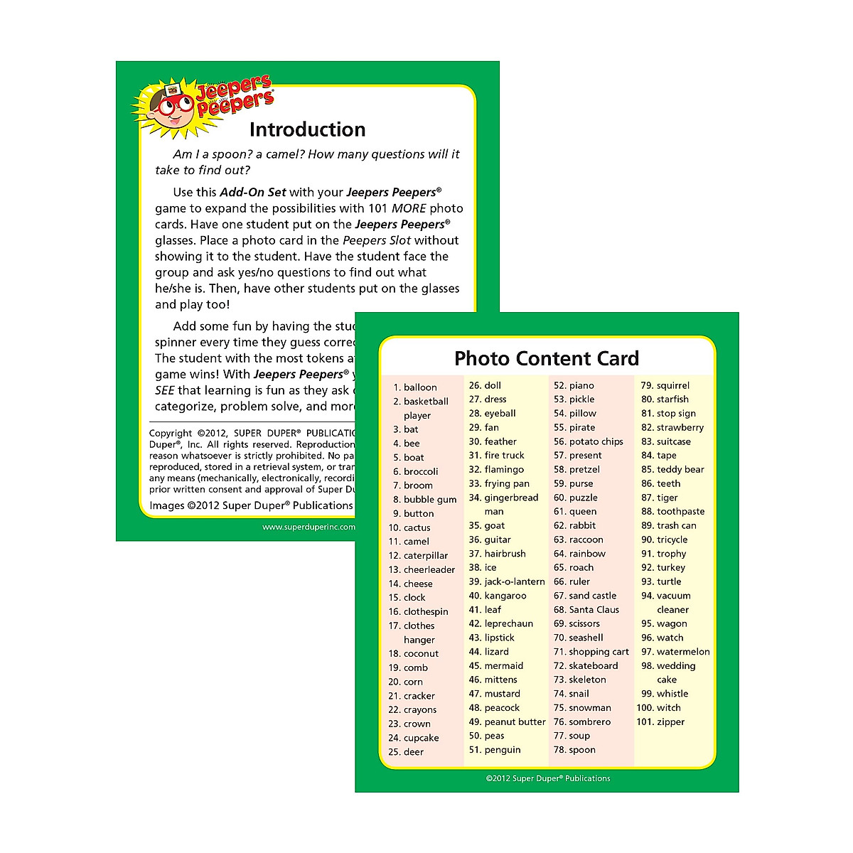 Super Duper Publications | Jeepers Peepers® Glasses Game Add-On Cards | Educational Learning Resource for Children