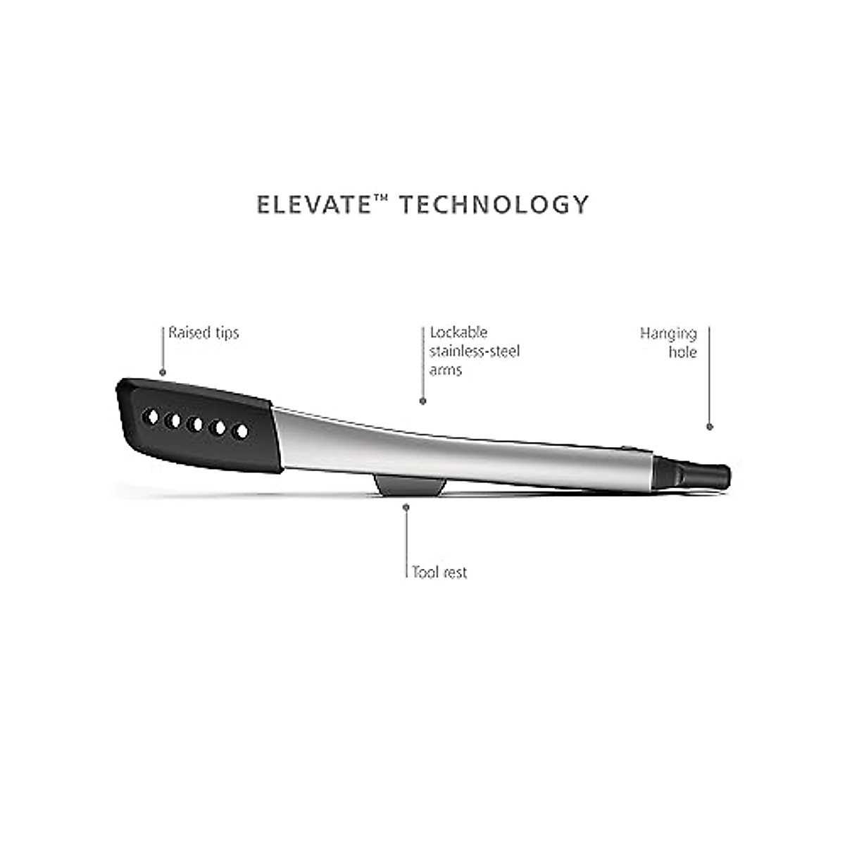 Joseph Joseph Elevate Fusion Set of 2 Silicone Tongs with Integrated Tool Rests, Stainless Steel